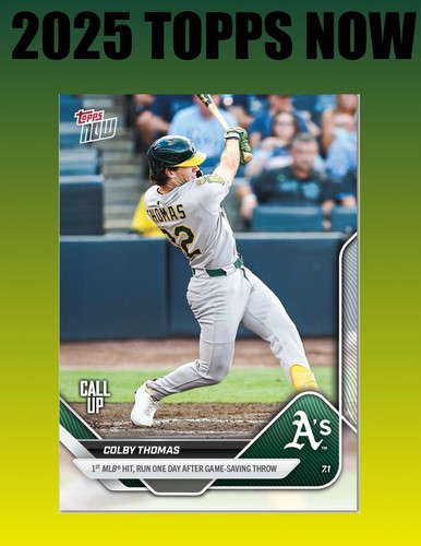 💥COLBY THOMAS 1st MLB HIT💥 2025 Topps Now #371 PRESALE - Athletics | eBay