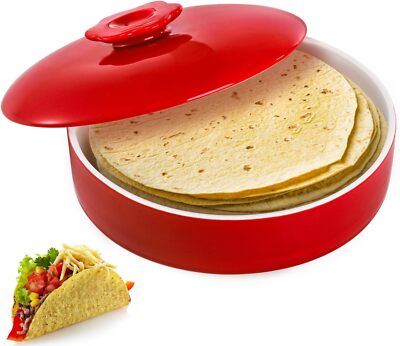 Ceramic Tortilla Warmer With Lid 8.5 Inch Tortilla Server Holder ...