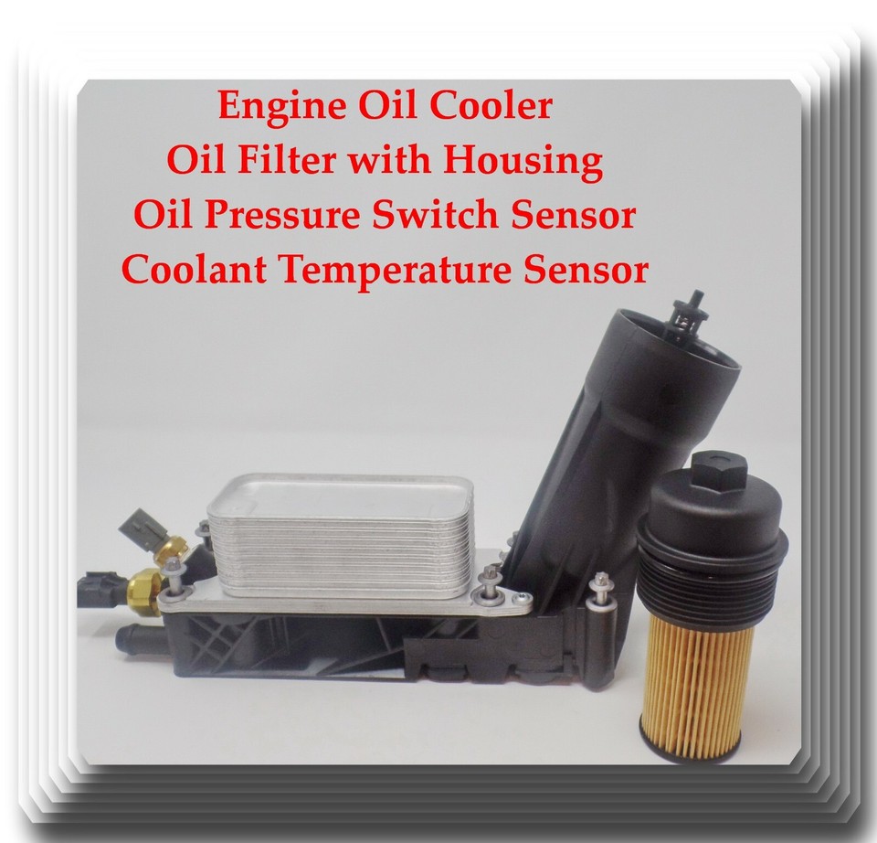 Oil Cooler+Oil Filter W/Housing+Oil Pressure & Temperature Sensors W ...
