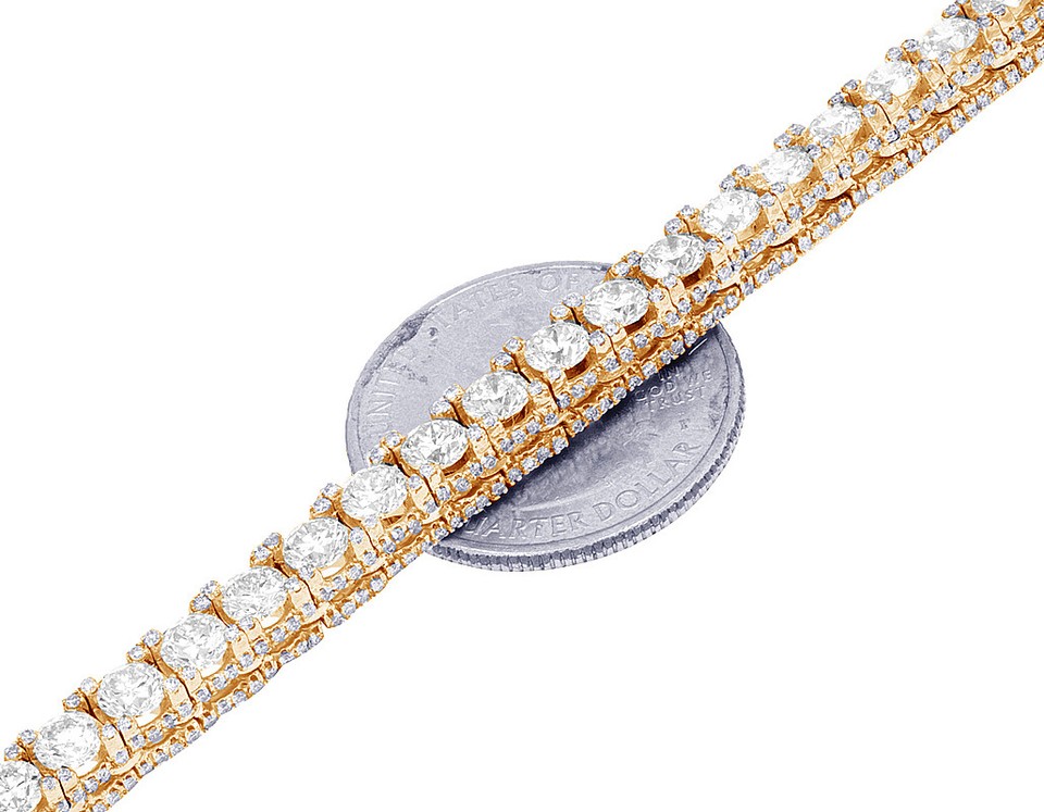 Solitaires 25 Pointer 31 3/5 CT Real Diamond 4 Prong 3D Tennis Chain ...