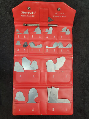 Starrett S167C Fractional Radius Gage Set Stainless 1/64 - 1/2. 28 ...