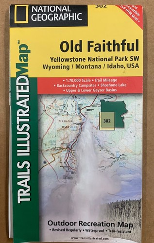 National Geographic Trails Illustrated WY SW Yellowstone Old Faithful ...