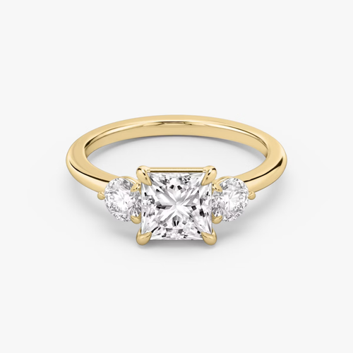 1 Ct Princess Cut Lab Grown Diamond Three-Stone Engagement Ring 14k ...