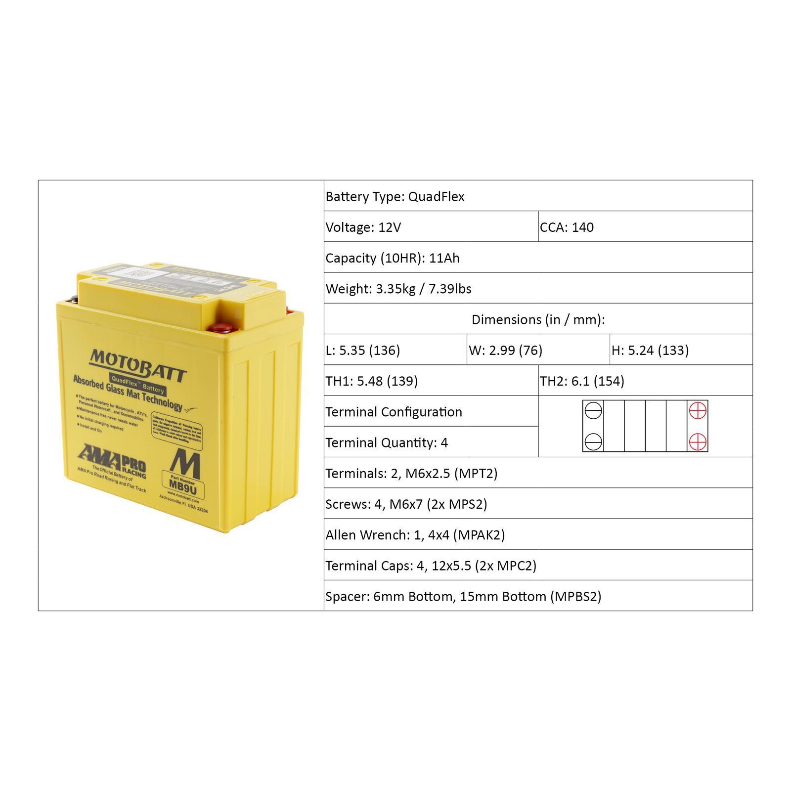 Honda Ct200 1996 Motobatt Quadflex 12V Battery | eBay