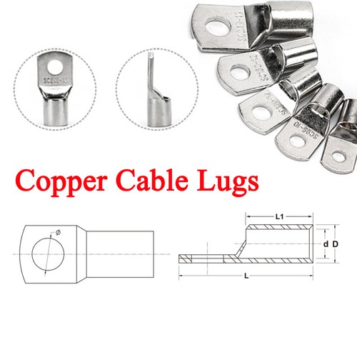 2 AWG SC Power Wire Ring Terminals Copper Battery Cable Lug Ends 1/4" 5 ...