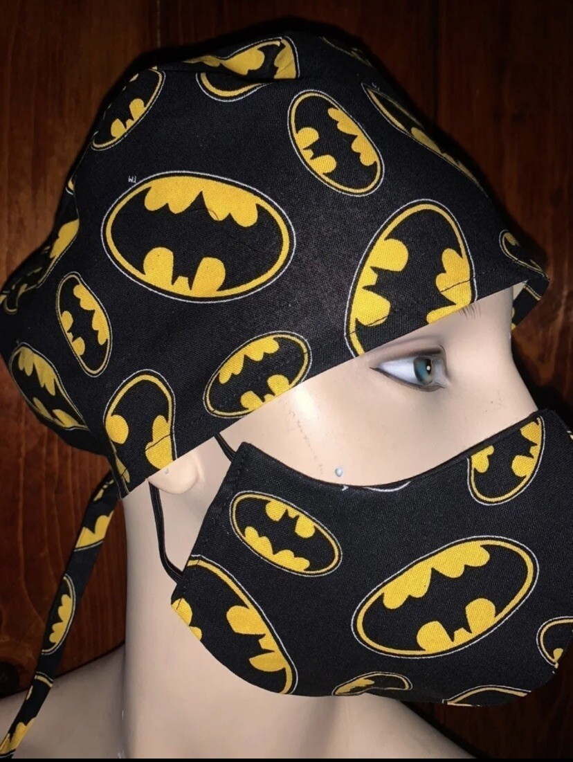 Batman Scrub Cap Hat & Face Mask Dentist Gorro Enfermera Superhero | eBay