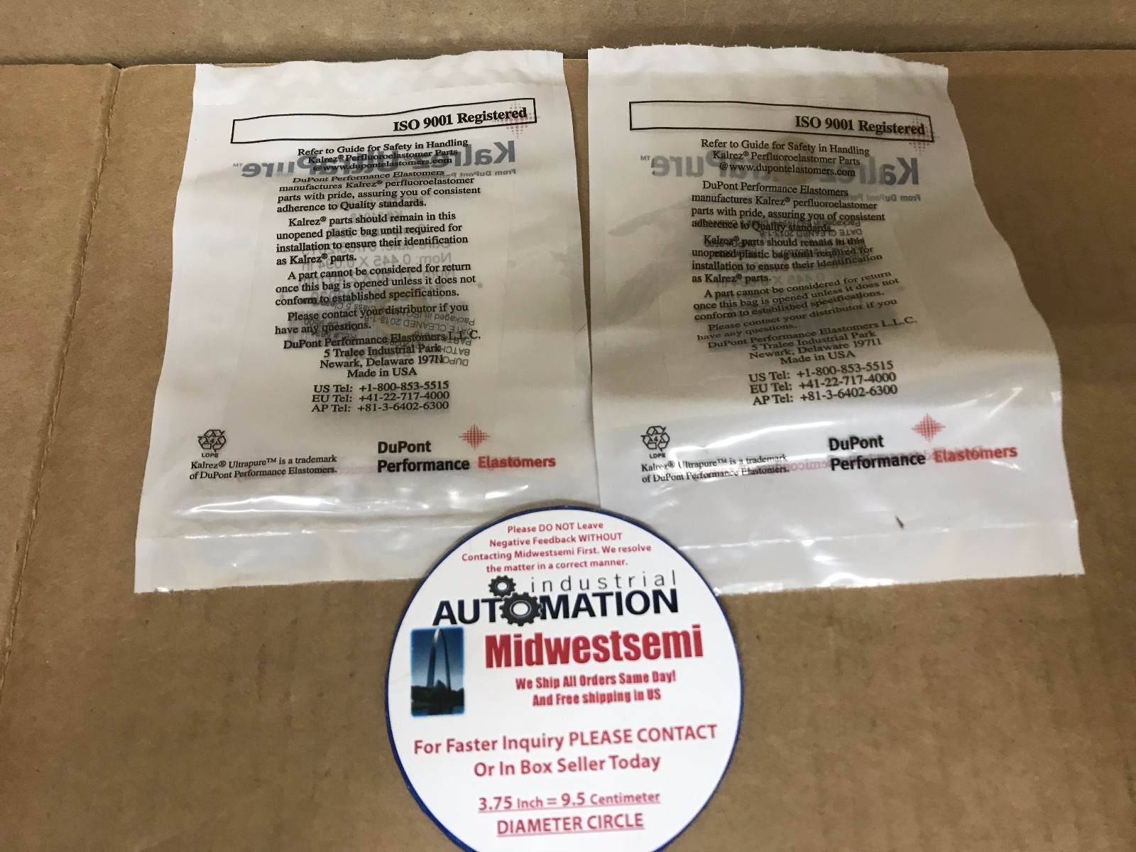 NEW 2 PC KALREZ METRIC O-RING K#31018 COMPOUND 9500 ID 0.445 X 0.094 ...
