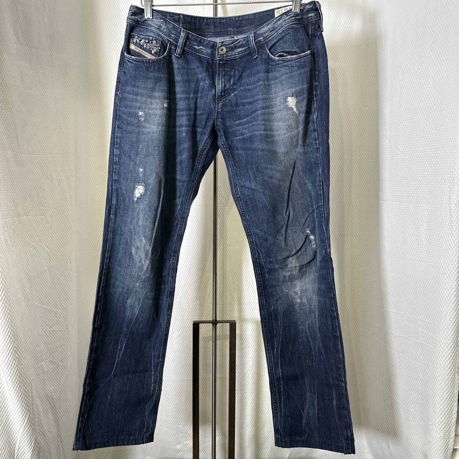 DIESEL Jeans Women's LOWKY 008B9 Low Rise Straight Distressed W30 L32 ...