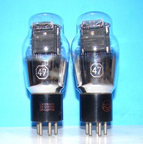 Type 47 RCA radio audio amplifier electron vacuum 2 tubes valve tested ...