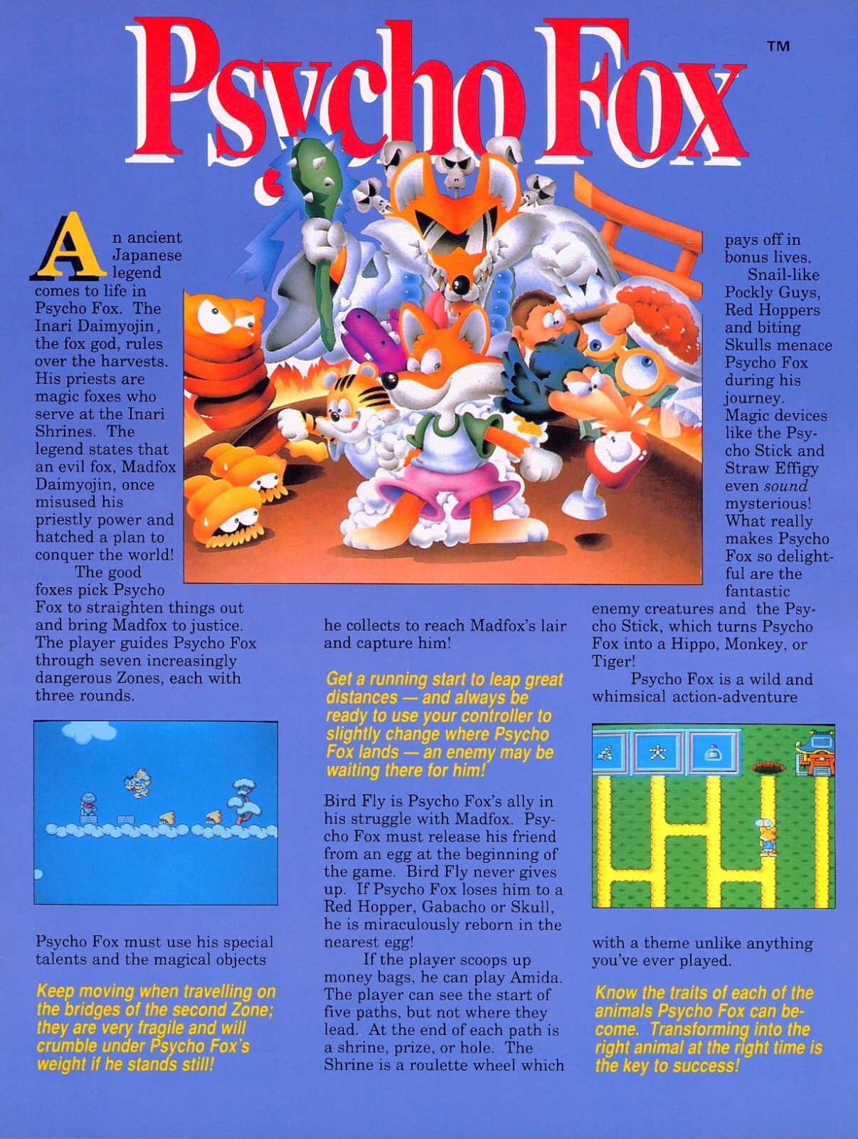 Psycho Fox Sega Master System 1989 Game Promo Ad Wall Art Print Poster ...