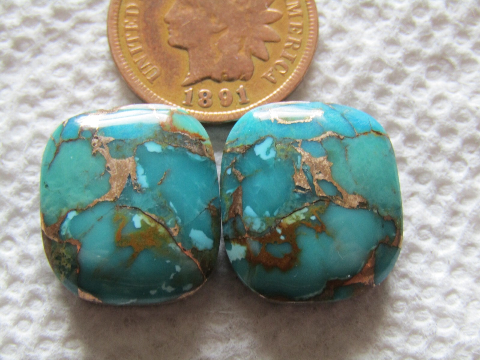 2 Blue Mojave Turquoise Peruvian Pink Opal Cabs 28 carats Mohave ...