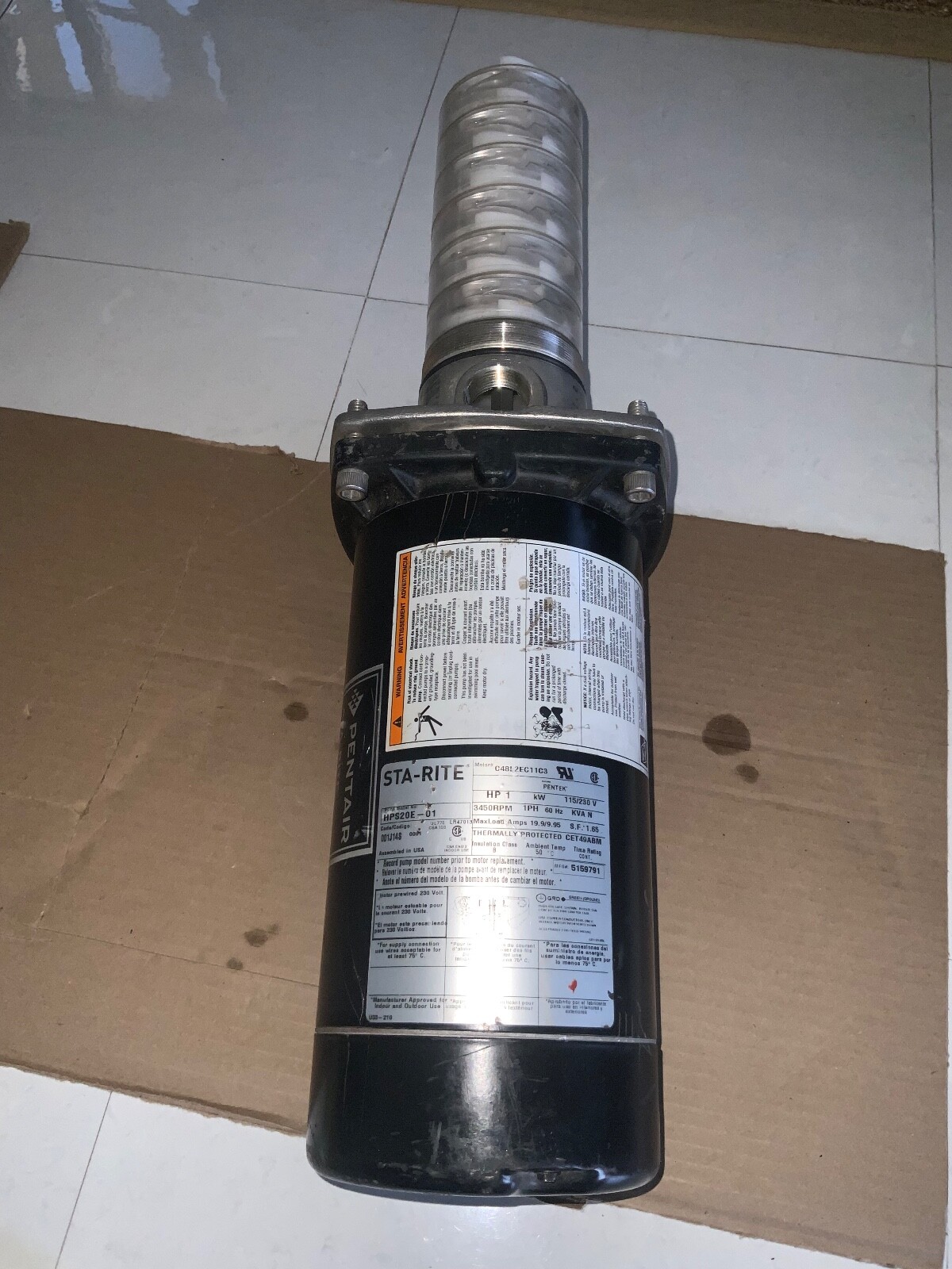 PENTAIR STA-RITE HPS20E MOTOR JET PUMP C48L2EC11C3 WORKING CONDITION ...