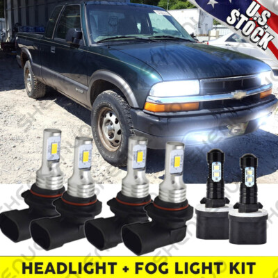 For S10 1998-2003 LED Headlight Hi/Lo BEAM & Fog Light Bulbs Qty 6 | eBay