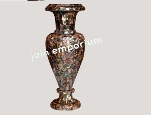 15" Marble Vase flower Pot inlay paua shell antique decor home dining ...