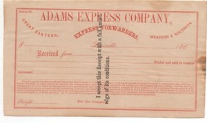 1860s Adams Express Company Receipt from Louisville Kentucky | eBay