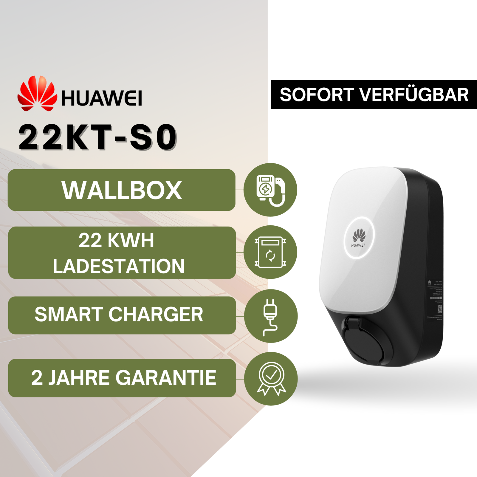 Huawei Wallbox - Ladestation FUSION CHARGE AC22, EV CHARGER 22KT-S0 ...