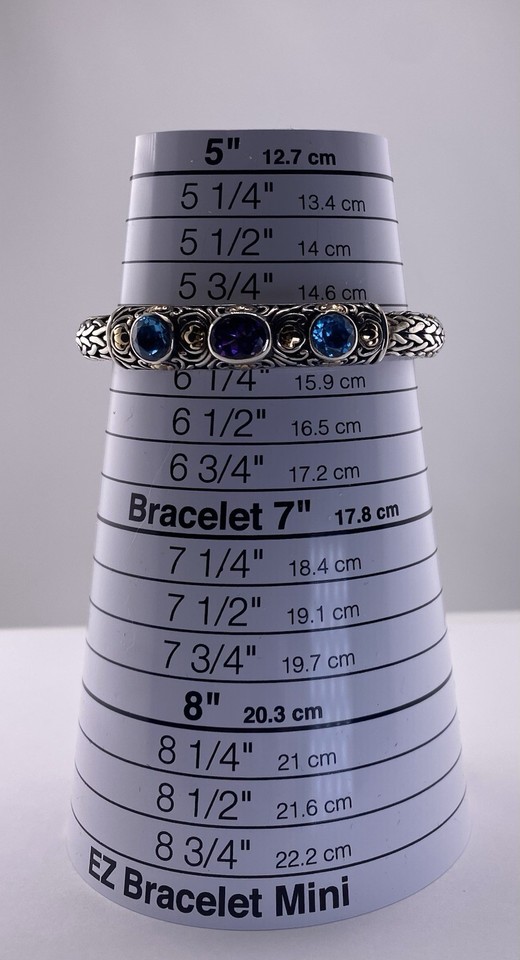 Samuel Behnam BJC Amethyst And Blue Topaz 925 Silver 18K Gold Bracelet ...