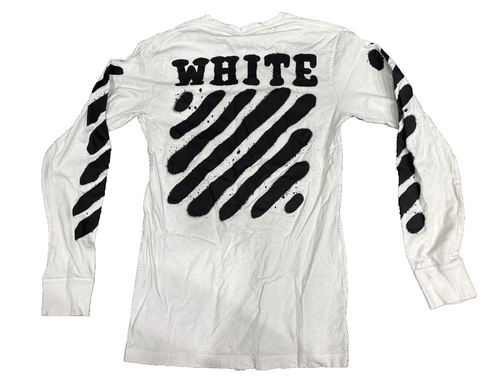 Off-White Main Label 2013 Diagonal Spray Paint White Long Sleeve Shirt ...