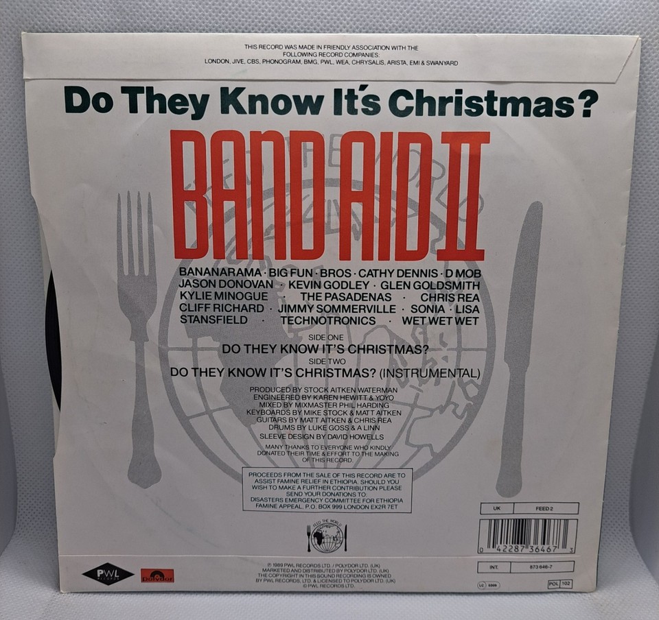 Band Aid II - Do They Know It’s Christmas? 7” Vinyl Single 1989 VB2 ...
