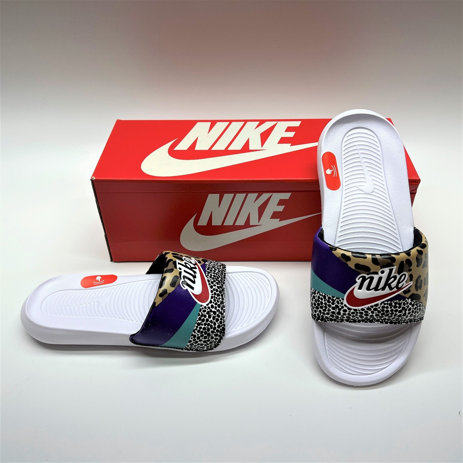 Nike Victori One CN9676 104 Leopard Multi Color Slides Sandals Shoes ...
