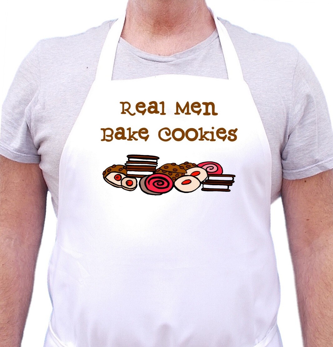 Real Men Bake Cookies Funny Mens Aprons, Novelty Aprons For Men, Baking ...