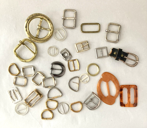 Lof of Vintage Assorted Belt Buckles Slides Metal Plastic Sewing ...