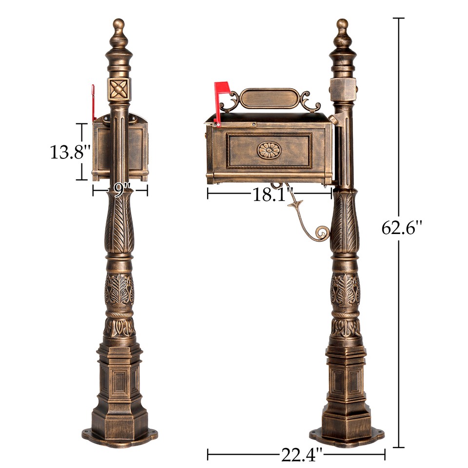 Post Mailbox Combination Stratford Heavy Duty Mail Box Cast Aluminum ...
