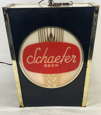 *RARE* Vintage Hanging 3D Schaefer Lighted Beer Sign And Clock 15”x13 ...