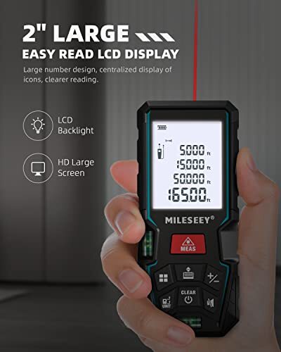 Laser Measure, 165 Feet Laser Measurement Tool with 2 Bubble Levels ...