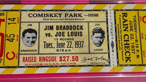 1937 BRADDOCK v LOUIS FULL BOXING TICKET PSA 6 - SUPER RARE TICKET ...