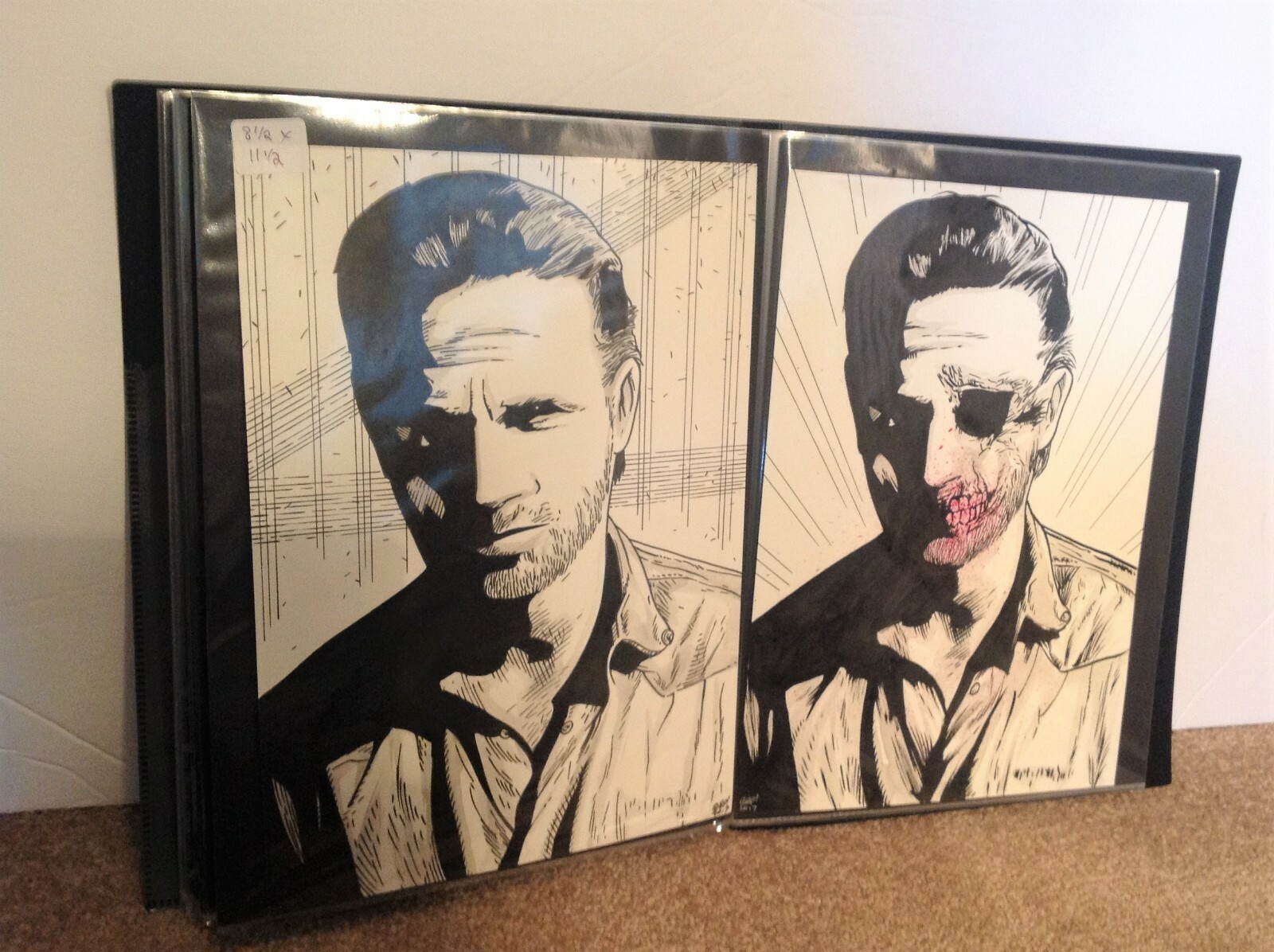 The Walking Dead Original Art Rick Grimes Zombie Andrew Lincoln 2 Piece ...