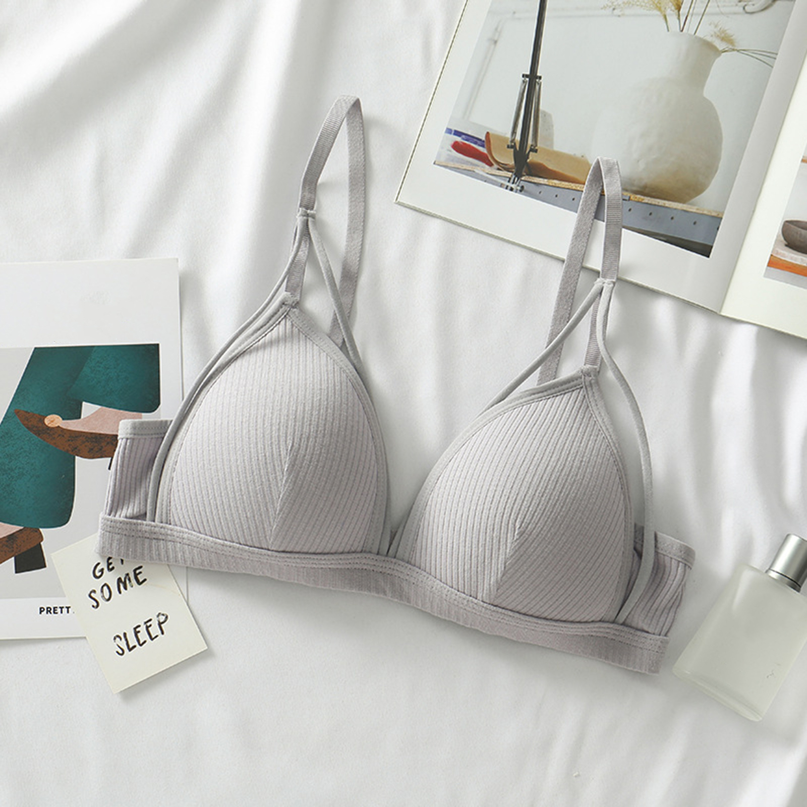 Lady Brassiere No Steel Ring Protective Neck Triangle Shape Women Bra ...