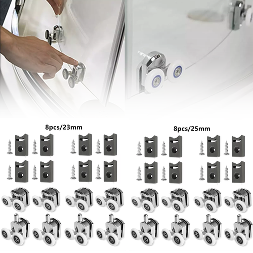 8Twin Shower Screen Door ROLLERS Runners Wheels Top & Bottom ...