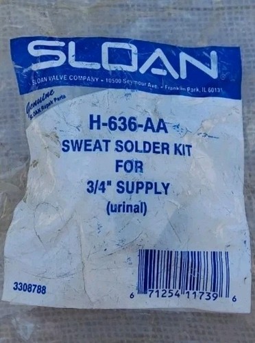 Sloan H-636-AA Sweat Solder Kit for 3/4" Supply (Urinal) 3308788 *FREE ...