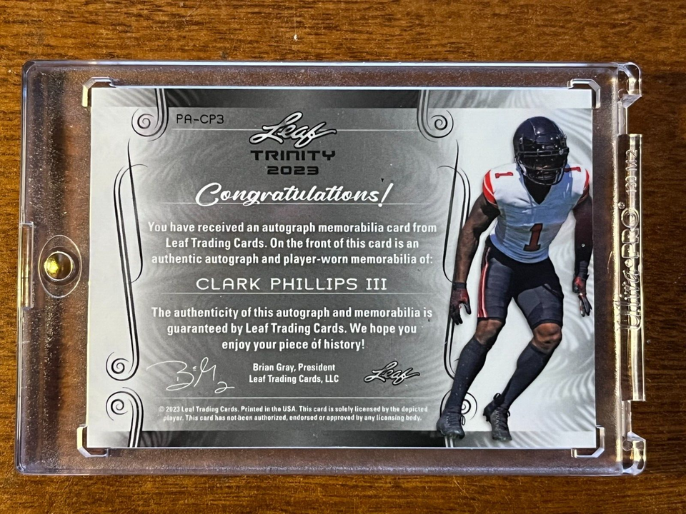 2023 LEAF TRINITY CLARK PHILLIPS III ATLANTA FALCONS ROOKIE AUTO PATCH ...