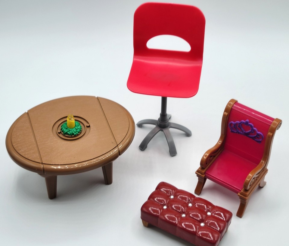 Mattel Mix Lot of Doll House Furniture Table Chairs Stool Red | eBay