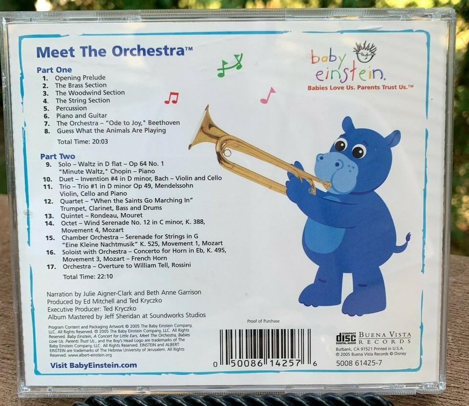 Baby Einstein Musical CD MEET THE ORCHESTRA Mozart 2005 Disney Buena ...