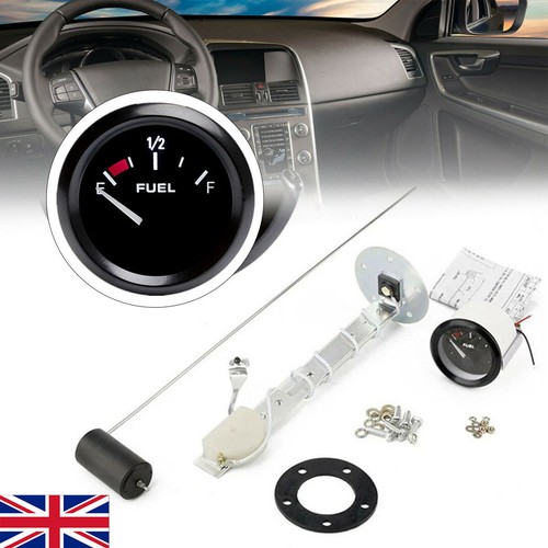 Universal 2" Fuel Level Gauge Meter Dial E-1/2-F Chrome Black Dial Fuel ...