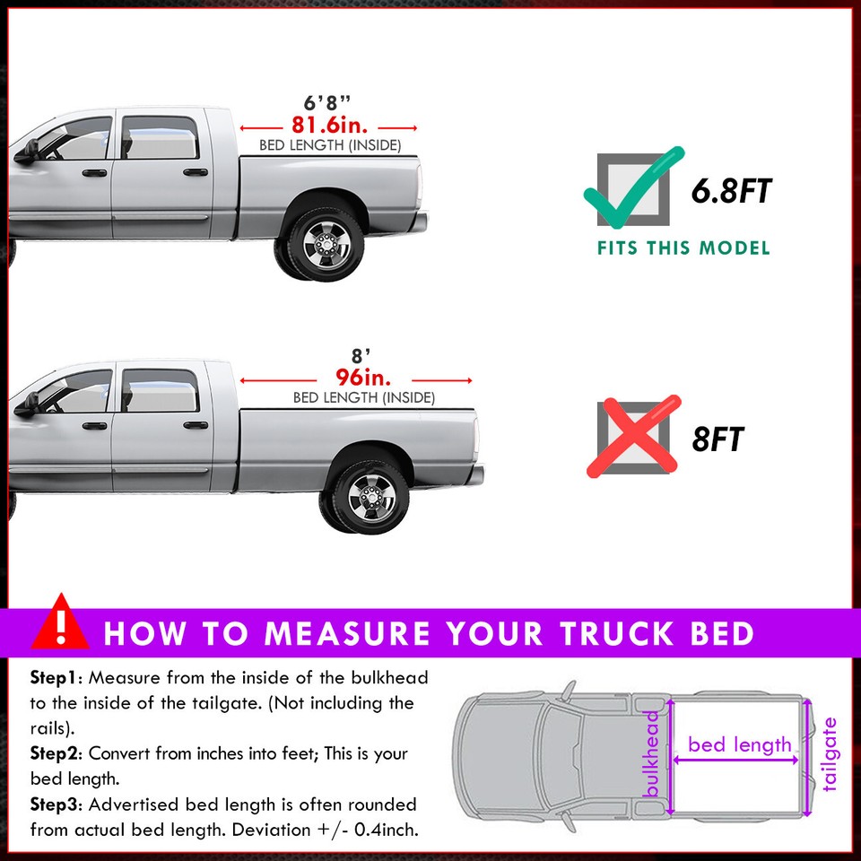 For 1999-2016 F250 F350 SD Fleetside 6.8 FT Truck Bed 4 Fold Soft ...