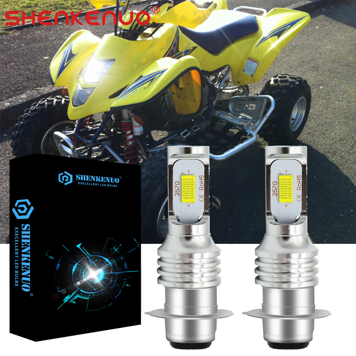 For Suzuki LTZ 400 Z400 QUADSPORT 2003–08 LED HeadLight Bulbs 1 Pair ...