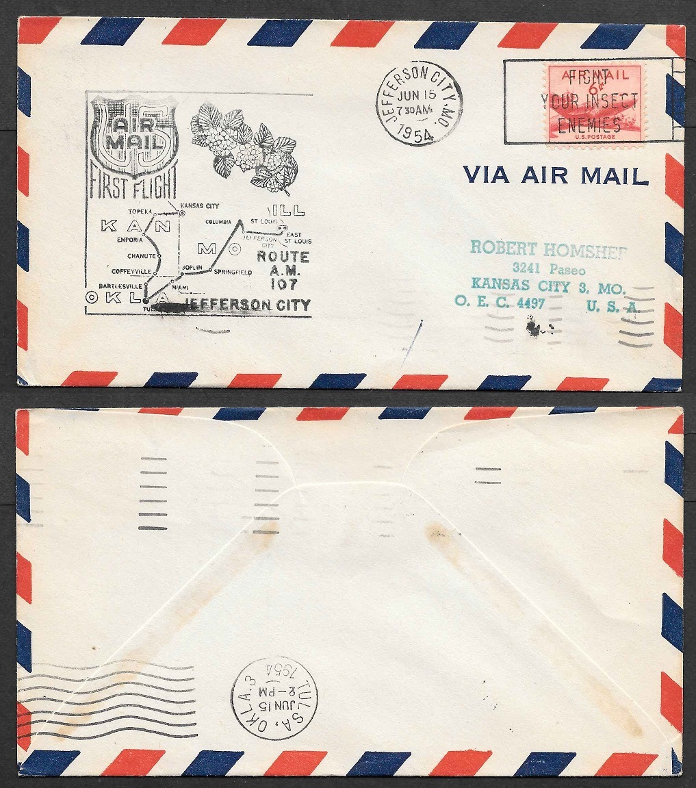 1954 First Flight Air Mail Cover - Jefferson City, Missouri | eBay