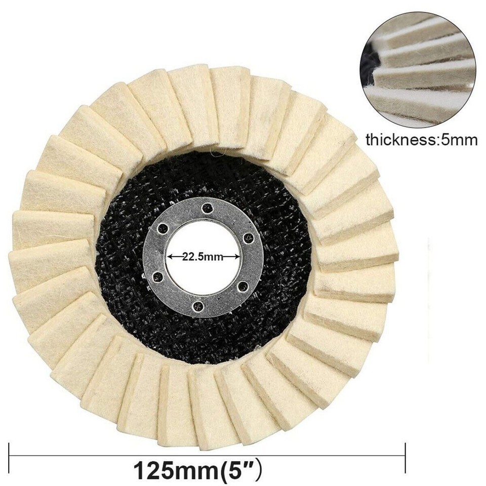 6/12 PACK 4.5/5in Felt Flap Disc Wool Polishing Buffing Wheel Pad for ...