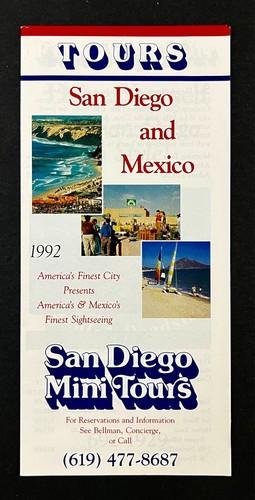 1992 San Diego CA Mexico Mini Bus Tours Rates Itinerary Vintage Travel ...