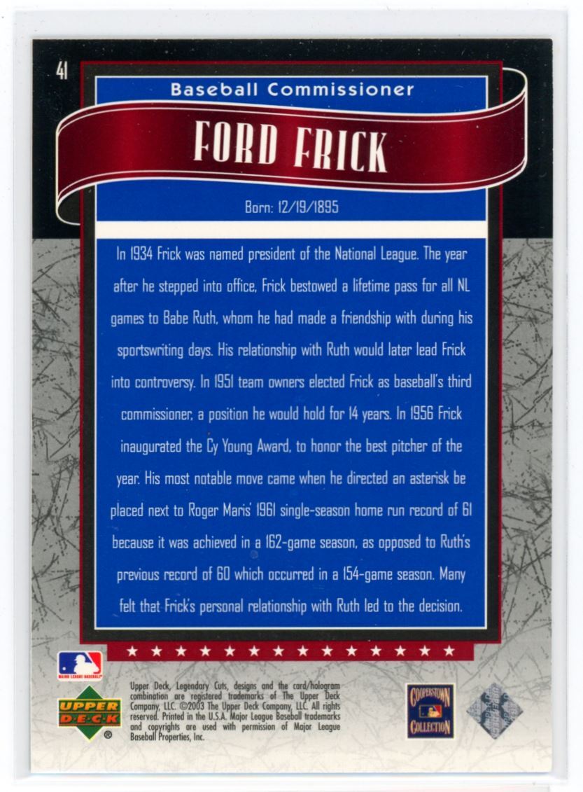 2003 SP Legendary Cuts Ford Frick #41 | eBay