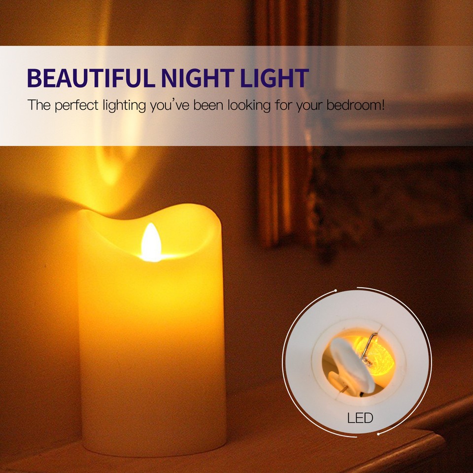 Flameless LED Candle - Lifelike Swinging Flame Realistic Flickering LED ...