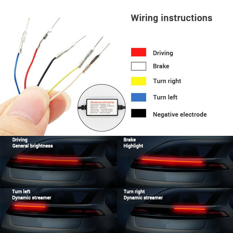 125cmCar Trunk Tail Brake Light Flexible RED LED Spoiler Strip Wing ...