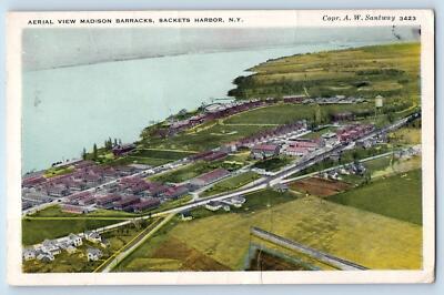 1941 Aerial View Madison Barracks Building Road Sackets Harbor New York ...