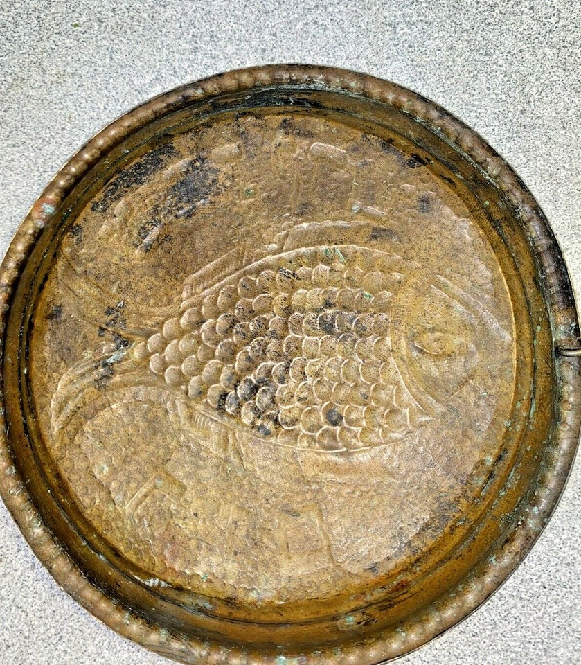 Jewish Copper Plate Eastern European Flounder Fish Hebrew Letters ...
