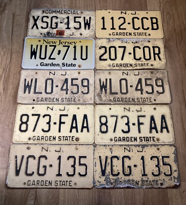 Lot 10 New Jersey License Plate Garden State NJ Expired Beige Base ...