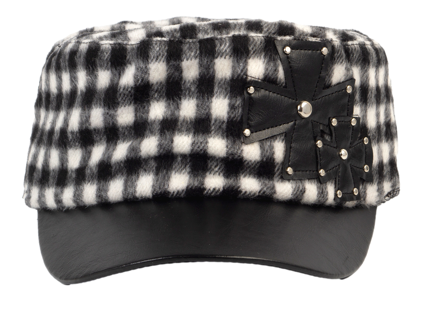 Womens Checkered Cross Cadet Hat, Black/White | eBay